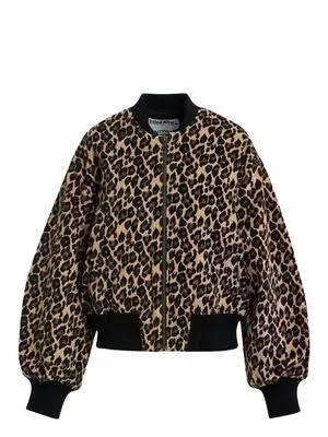 Essentiel Antwerp Leopard Print Bomber Jacket - Brown
