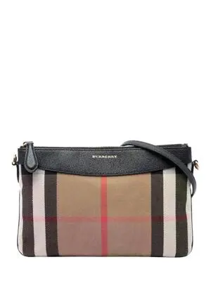 Burberry Mega Check Canvas Peyton Crossbody Bag - Brown