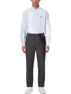 COSTUMEIN Dark Virgin Wool Pressed Crease Trousers - Grey