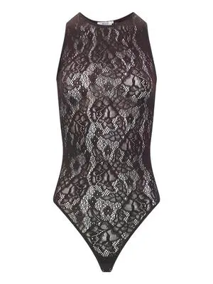 WOLFORD Wolford Dark Brown Floral Lace Bodysuit