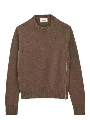 Ba&sh Zip-detail Ribbed-trim Sweater - Brown