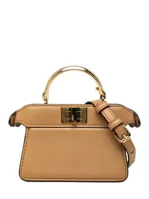 Fendi Fendi Nano Calfskin Peekaboo ISeeU Maxi Handle Satchel Brown