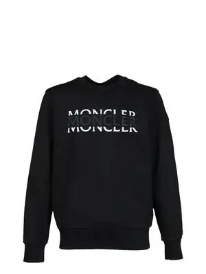 Moncler Logo Print Crew Neck Sweater - Black