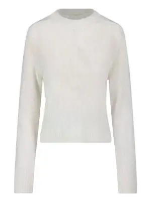 LISA YANG Fine Knit Crew Neck Sweater - White