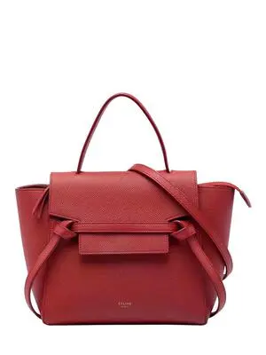 Celine Nano Grained Calfskin Belt Bag Satchel - Red