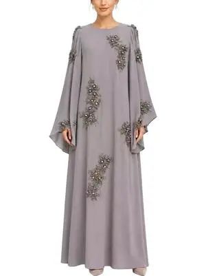 LOODYANA Embroidered Maxi Dress - Grey