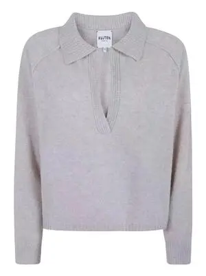KUJTEN Cashmere Polo Neck Sweater - Neutrals