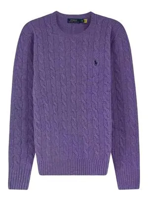 Polo Ralph Lauren Cable Knit Embroidered Logo Sweater - Purple