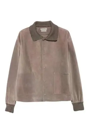 JW Anderson Embroidered Logo Leather Jacket - Grey
