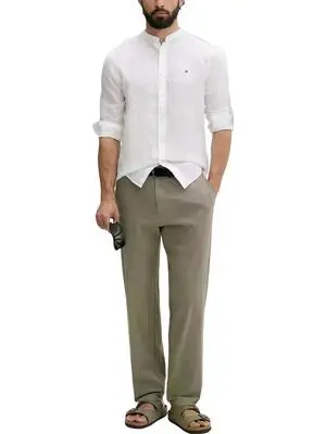 Armani Exchange Khaki Linen Trousers - Green