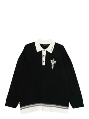 Amiri Logo-embroidered Striped-trim Polo Shirt - Black