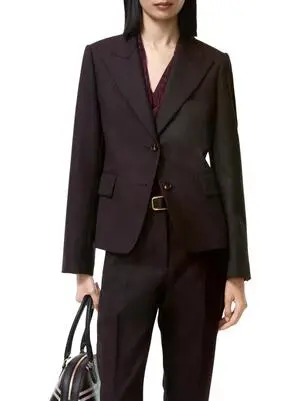 Burberry Checked Wool Tailored Jacket - Brown