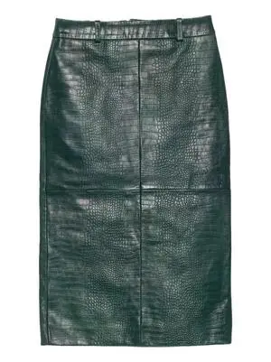 THE FRANKIE SHOP The Frankie Shop Bottle Green Croc-Effect Pencil Skirt
