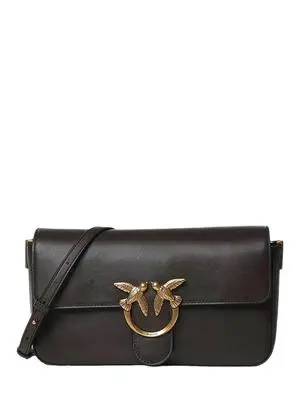 Pinko Love Birds Leather Shoulder Bag - Brown