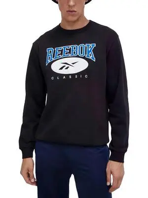 REEBOK Logo Print Crewneck Sweatshirt - Black