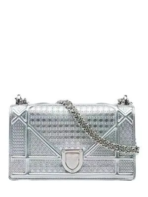 Dior 2015 Microcannage Diorama Flap Crossbody Bag - Silver