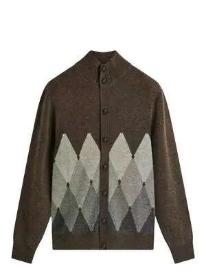 BALLANTYNE Argyle Intarsia Cardigan - Brown