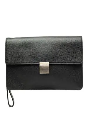 LOUIS VUITTON Louis Vuitton Taiga Leather Clutch Bag Black