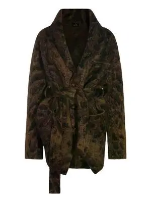 Etro Belted Leopard-print Cardigan - Brown