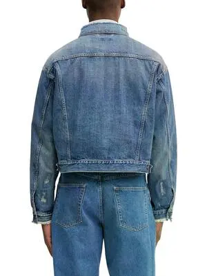 BEAMS Distressed Denim Jacket - Blue