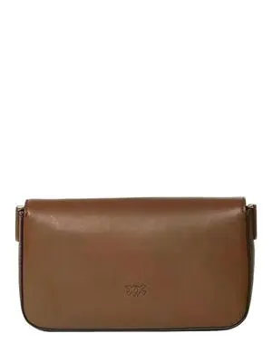 Pinko Love Birds Leather Shoulder Bag Brown