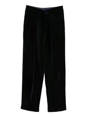 Giorgio Armani Velvet Pleated Tapered Trousers - Blue