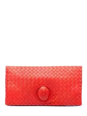 Bottega Veneta BOTTEGA VENETA Woven Nappa Leather Clutch Red