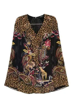 ETRO ETRO Leopard Print Cape Sleeve Dress