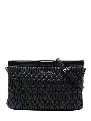 Miu Miu Matelassé Nappa Frame Clutch With Strap - Black