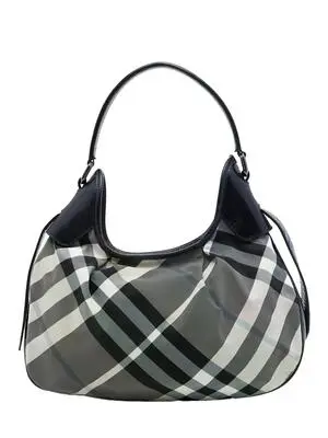 Burberry Nova Check Nylon Hobo Shoulder Bag - Grey