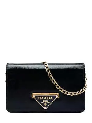 Prada Saffiano Vernice Crossbody Bag - Black