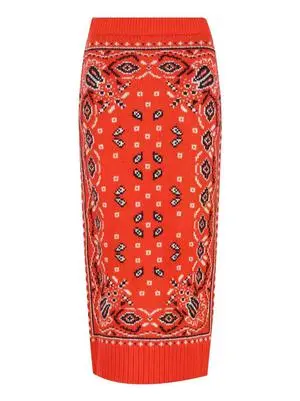 Giada Benincasa Giada Benincasa Bandana-Print Knitted Midi Skirt Red