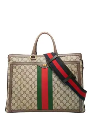 Gucci Gg Supreme Ophidia Web Briefcase Business Bag - Neutrals