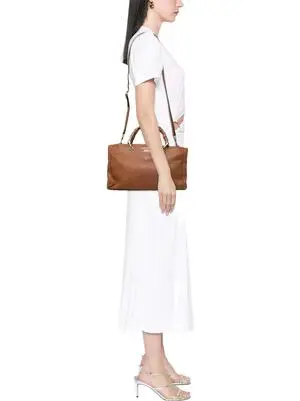 Gucci Calfskin Bamboo Shopper Satchel - Brown