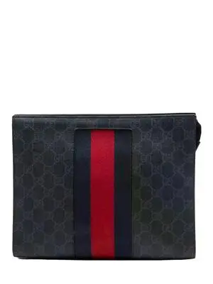 Gucci Gg Supreme Web Clutch Bag - Black