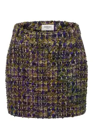 Saint Laurent Bouclé Knit Skirt - Purple