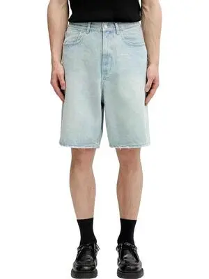 BEAMS Raw-cut Denim Shorts - Blue