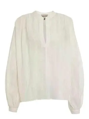 SEMICOUTURE Nahia Broderie Anglaise Balloon Sleeve Blouse - Neutrals