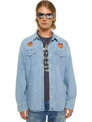 MOTHER The City Charmer Get Em Tiger Shirt - Blue