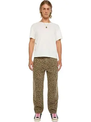 MOTHER The Bees Knees Duke Utility Print Cotton Pants - Leopard