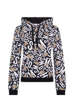Moschino Cotton Logo Print Hoodie - Black