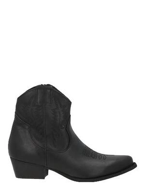 DIVINE FOLLIE DIVINE FOLLIE Black Leather Cuban Heel Pointed Toe Ankle Boots