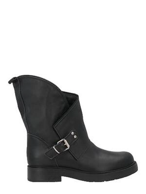 DIVINE FOLLIE Leather Biker Ankle Boots - Black
