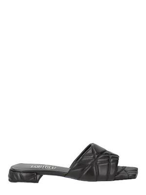 LORIBLU LORIBLU Quilted Leather Slide Sandals Black