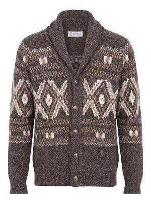Brunello Cucinelli Alpaca Wool Blend Cardigan - Grey