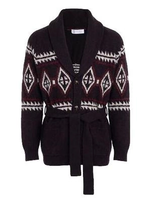 Brunello Cucinelli Virgin Wool, Silk, And Cashmere Cardigan - Black