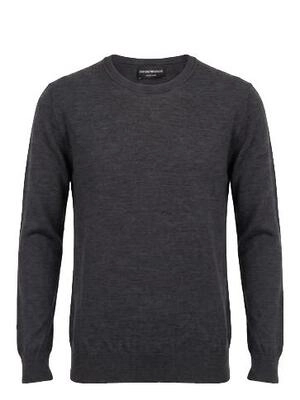 Emporio Armani Charcoal Virgin Wool Sweater - Grey
