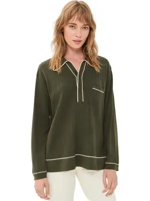 The Great. The Menswear Tipping Polo - Olive