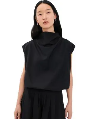 Secular Shelby Shirt With Mock Neck And Bubble Hem - Black