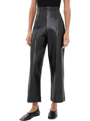 RIPLEY RADER Cropped Vegan Leather Straight Leg Pants - Black